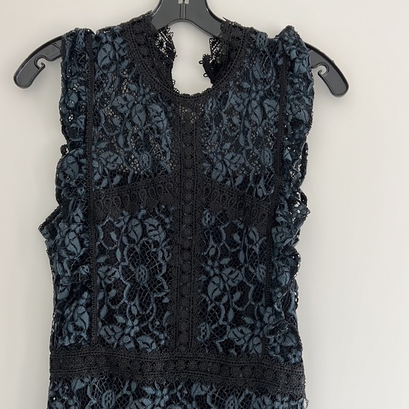 Zara | Dresses | Zara Dress Slate Blue Lace Over Black Lining | Poshmark